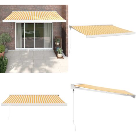 Markise Einziehbar Gelb und Weiß 3x2,5 m Stoff und Aluminium ...