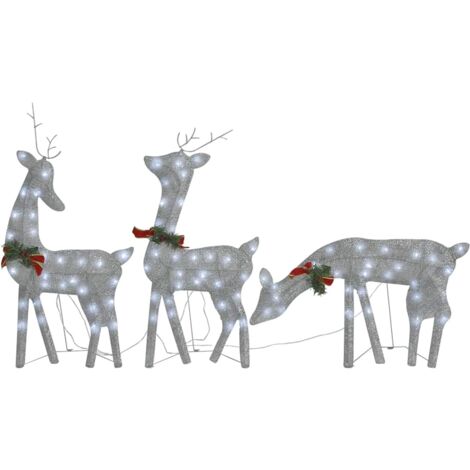 LED-Rentiere Weihnachtsdeko 270x7x90 cm Silbern Kaltweiß - LED-Rentier ...