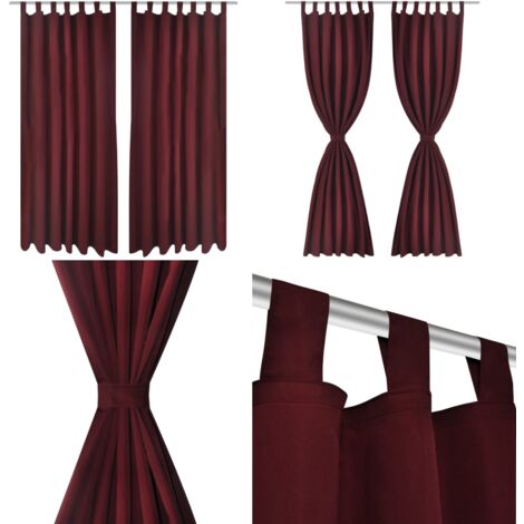 Vorhänge Gardinen aus Satin 2-teilig 140 x 245 cm Dunkelrot ...