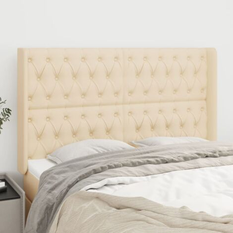Kopfteil mit Ohren Creme 147x16x118/128 cm Stoff - Bettkopfteil ...