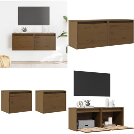 Wandschränke 2 Stk. Honigbraun 45x30x35 cm Massivholz Kiefer ...