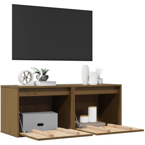 Wandschränke 2 Stk. Honigbraun 45x30x35 cm Massivholz Kiefer ...