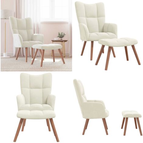 Relaxsessel mit Hocker Cremeweiß Samt - Sessel - Samt Sessel - Wohnraum ...