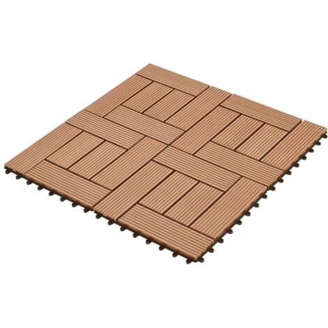 Braune Terrassenfliesen 11 Stk. 30 x 30 cm WPC 1 qm - Terrassenfliesen ...