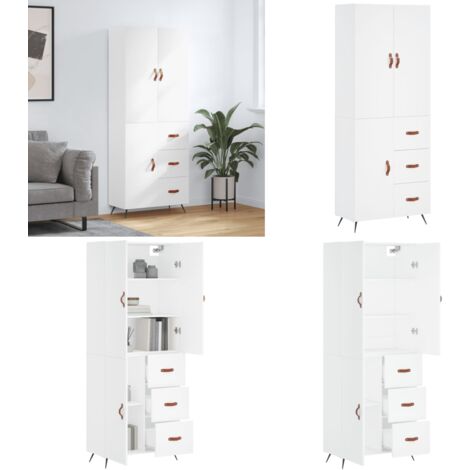 Highboard Weiß 69,5x34x180 cm Holzwerkstoff - Highboard - Highboards ...