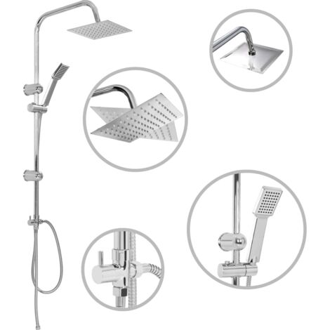 Doppelkopf-Duschset mit Handbrause Edelstahl - Duschset - Duschsets ...