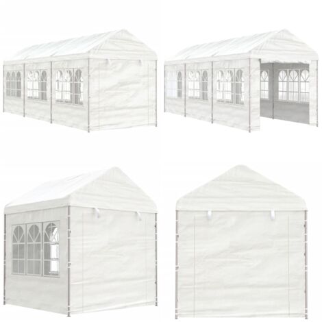 Pavillon mit Dach Weiß 6,69x2,28x2,69 m Polyethylen - Pavillon ...