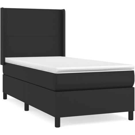 Boxspringbett mit Matratze Schwarz 100x200 cm Kunstleder ...