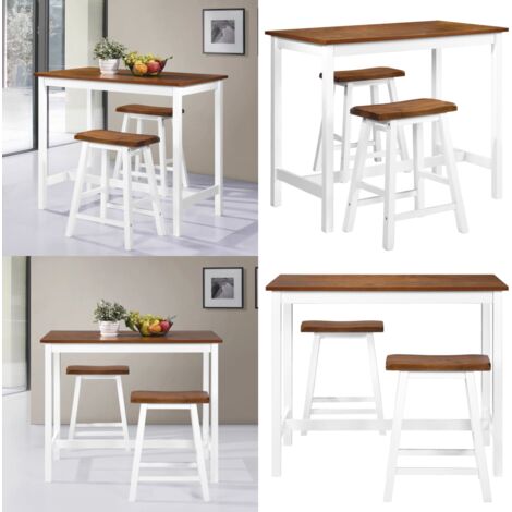 Bartisch- und Hocker-Set 3-tlg. Massivholz - Bartisch - Barhocker Set ...