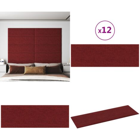 Wandpaneele 12 Stk. Weinrot 90x30 cm Stoff 3,24 m² - Wandpaneele ...