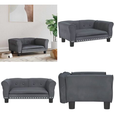Hundebett Dunkelgrau 70x45x30 cm Samt - Hunde Bett - Hundebett - Samtbett - Tierbetten - Kleines ...