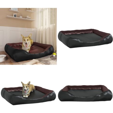 Hundebett Schwarz/Braun 80x68x23 cm Kunstleder - Hunde Bett - Hundehaus - Haustierbett ...