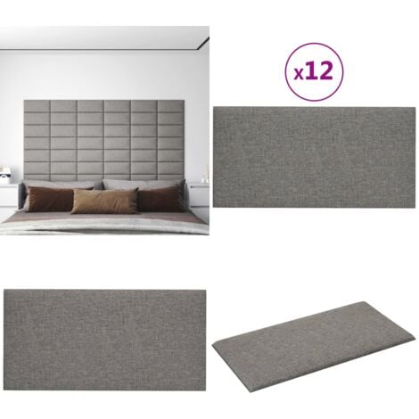 Wandpaneele 12 Stk. Hellgrau 30x15 cm Stoff 0,54 m² - Wandpaneele ...