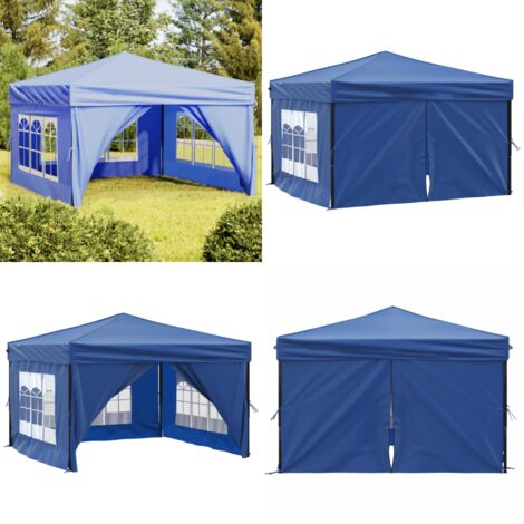 Partyzelt Faltbar mit Seitenwänden Blau 3x3 m - Outdoor-Zelt ...