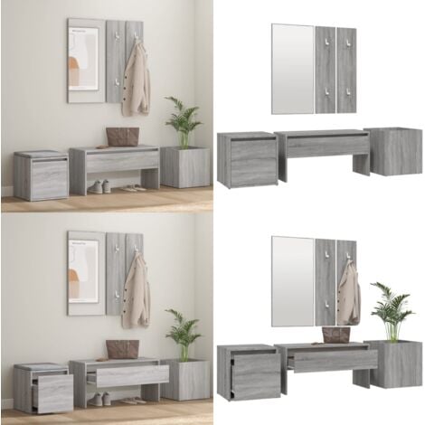 Garderoben-Set Grau Sonoma Holzwerkstoff - Flurbank - Garderobe ...