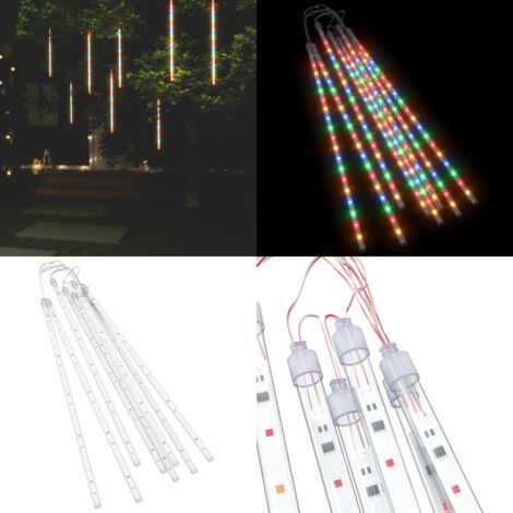 LED Meteor-Lichter 8 Stk. 50 cm Mehrfarbig 288 LEDs - Meteor Licht ...