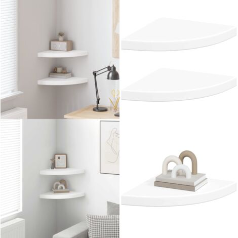 Eck-Schweberegale 2 Stk. Weiß 35x35x3,8 cm MDF - Eckregal - Wandregal ...