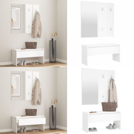 Garderoben-Set Weiß Holzwerkstoff - Flurbank - Holzbank - Garderobe ...