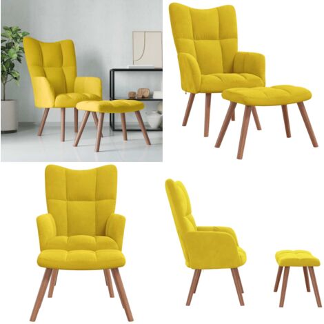 Relaxsessel mit Hocker Senfgelb Samt - Sessel - Samt Sessel - Wohnraum ...