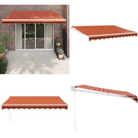 Markise Einziehbar Orange und Braun 3x2,5 m Stoff und Aluminium ...