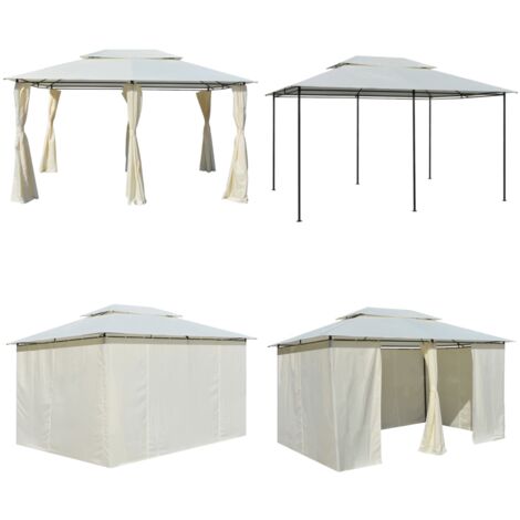 Gartenpavillon mit Gardinen 4x3 m Weiß - Gartenpavillon - Outdoor ...