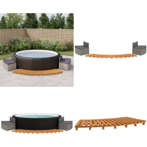 Whirlpool-Umrandung Grau Poly-Rattan und Massivholz Akazie - Whirlpool ...