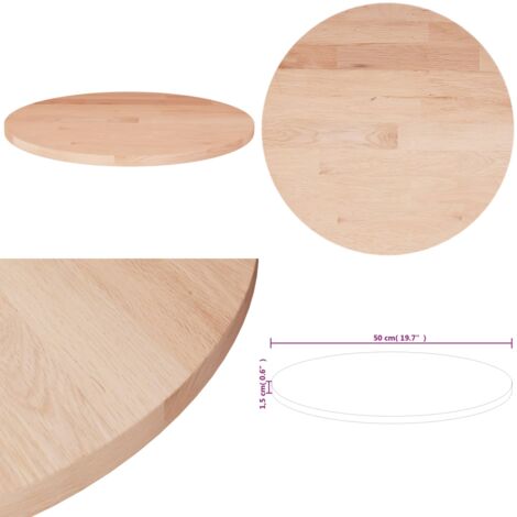 Runde Tischplatte Ø50x1,5 cm Unbehandeltes Massivholz Eiche - Runde ...
