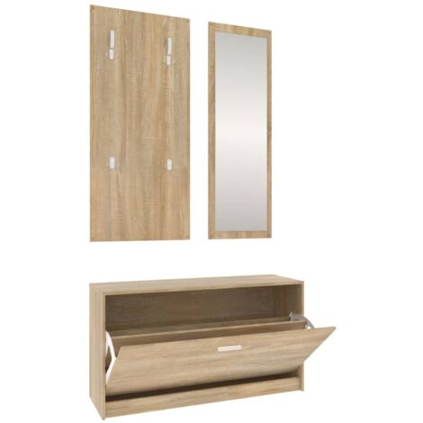 3-tlg. Flurmöbel-Set Sonoma-Eiche Holzwerkstoff - Schuhschrank ...