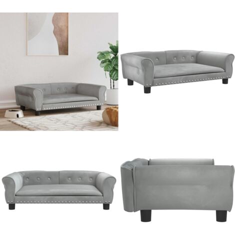 Hundebett Hellgrau 95x55x30 cm Samt - Hunde Bett - Hundebett - Samtbett - Tierbetten - Kleines ...