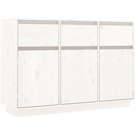Sideboard Weiß 110x34x75 cm Massivholz Kiefer - Schreibtisch ...