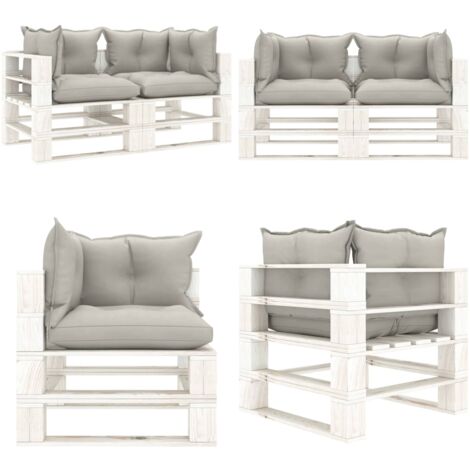 Garten-Palettensofa 2-Sitzer mit Kissen in Taupe Holz - Palettensofa ...