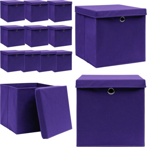 Aufbewahrungsboxen mit Deckeln 10 Stk. Lila 32x32x32 cm Stoff ...