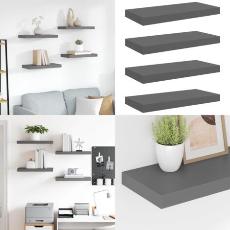 Schweberegale 4 Stk. Hochglanz-Grau 50x23x3,8 cm MDF - Schweberegale ...