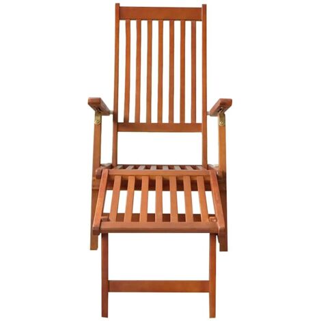 Liegestuhl mit Fußstütze und Auflage Akazie Massivholz - Holz ...