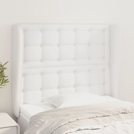 Kopfteil mit Ohren Weiß 103x23x118/128 cm Kunstleder - Bettkopfteil ...