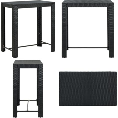 Garten-Bartisch Schwarz 100x60,5x110,5 cm Poly Rattan - Gartentisch ...