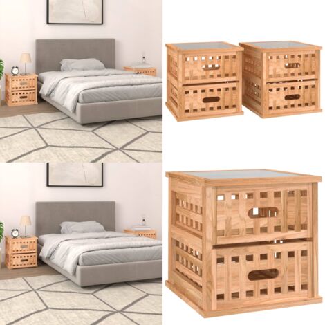 Nachttische 2 Stk. 34x34x34 cm Massivholz Nussbaum - Holznachtttische ...