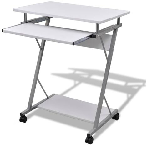 Computertisch Computerwagen PC Tisch Bürotisch Laptop auf Rollen weiß ...