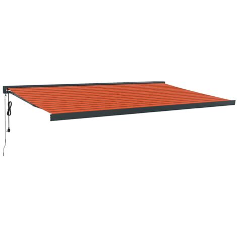 Markise Einziehbar Orange und Braun 5x3 m Stoff und Aluminium ...