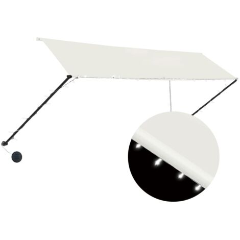Einziehbare Markise mit LED 350×150 cm Creme - Ausrollbare Markise ...