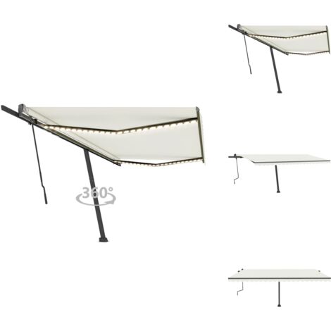 Markise Manuell Einziehbar mit LED 500x350 cm Creme - Sonnensegel ...
