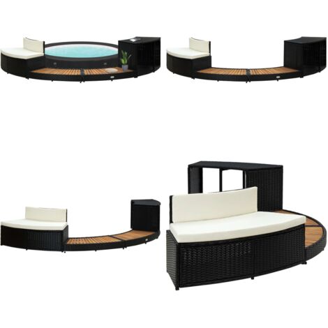 Whirlpool-Umrandung Schwarz Poly Rattan & Massivholz Akazie - Whirlpool ...