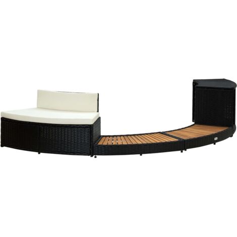 Whirlpool-Umrandung Schwarz Poly Rattan & Massivholz Akazie - Whirlpool ...