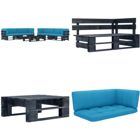 6-tlg. Paletten-Lounge-Set Schwarz Imprägniertes Kiefernholz ...