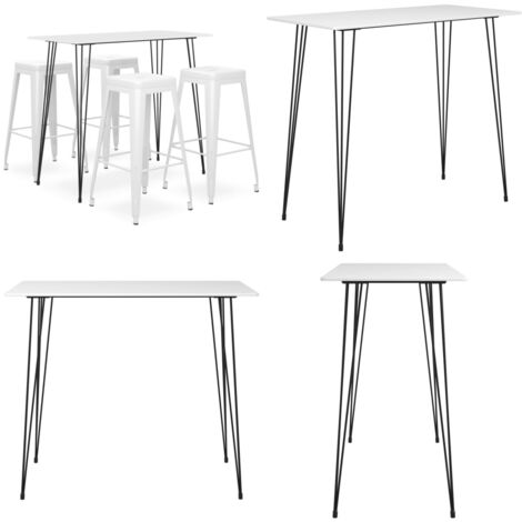 5-tlg. Bar-Set Weiß - Bar Set - Bartisch - Barhocker - Kücheninsel ...