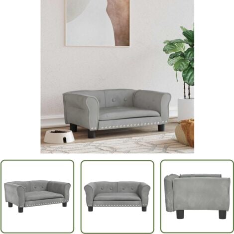 The Living Store Hundebett Hellgrau 70x45x30 cm Samt - Hunde Bett - Hundebett Grau - Samtbett ...