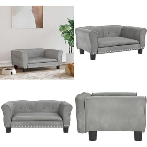 Hundebett Hellgrau 70x45x30 cm Samt - Hunde Bett - Hundebett Grau - Samtbett - Tierbetten ...