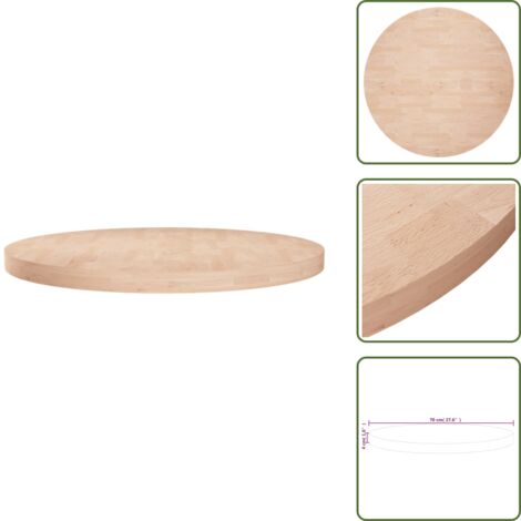 Runde Tischplatte Ø70x4 cm Unbehandeltes Massivholz Eiche - Runde ...