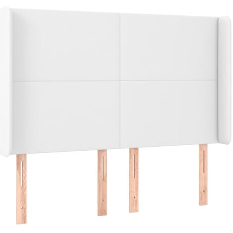 The Living Store Kopfteil mit Ohren Weiß 147x16x118/128 cm Kunstleder ...