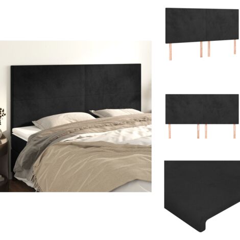 Kopfteile 4 Stk. Schwarz 90x5x78/88 cm Samt - Bettkopfteile - Kopfteil ...